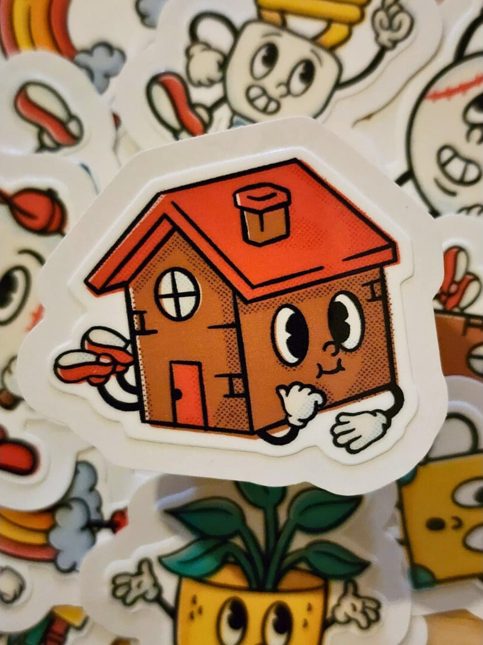 Retro Cartoon Vinyl Stickers | Die-cut Easy Peel | Smudge-proof | Water ...