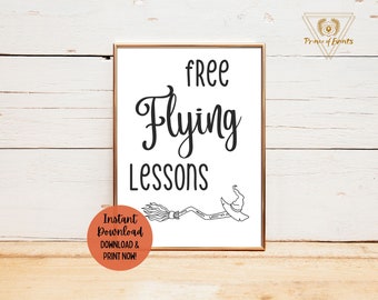 Witch Hat Sign Flying Lessons Sign Wall Hanger Door Hanger Halloween ...