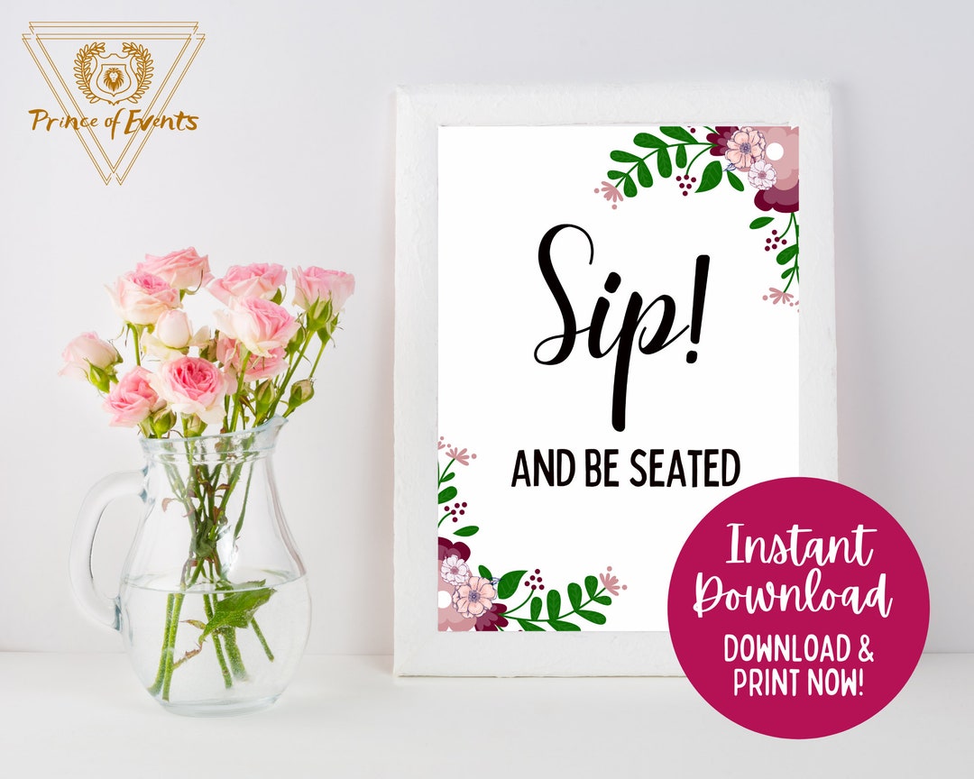 Sip and Be Seated Sign - Etsy