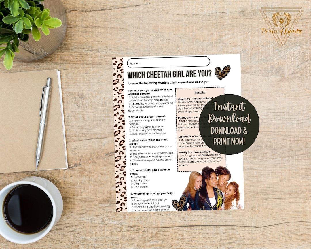 Cheetah Girls Personality Quiz - Etsy