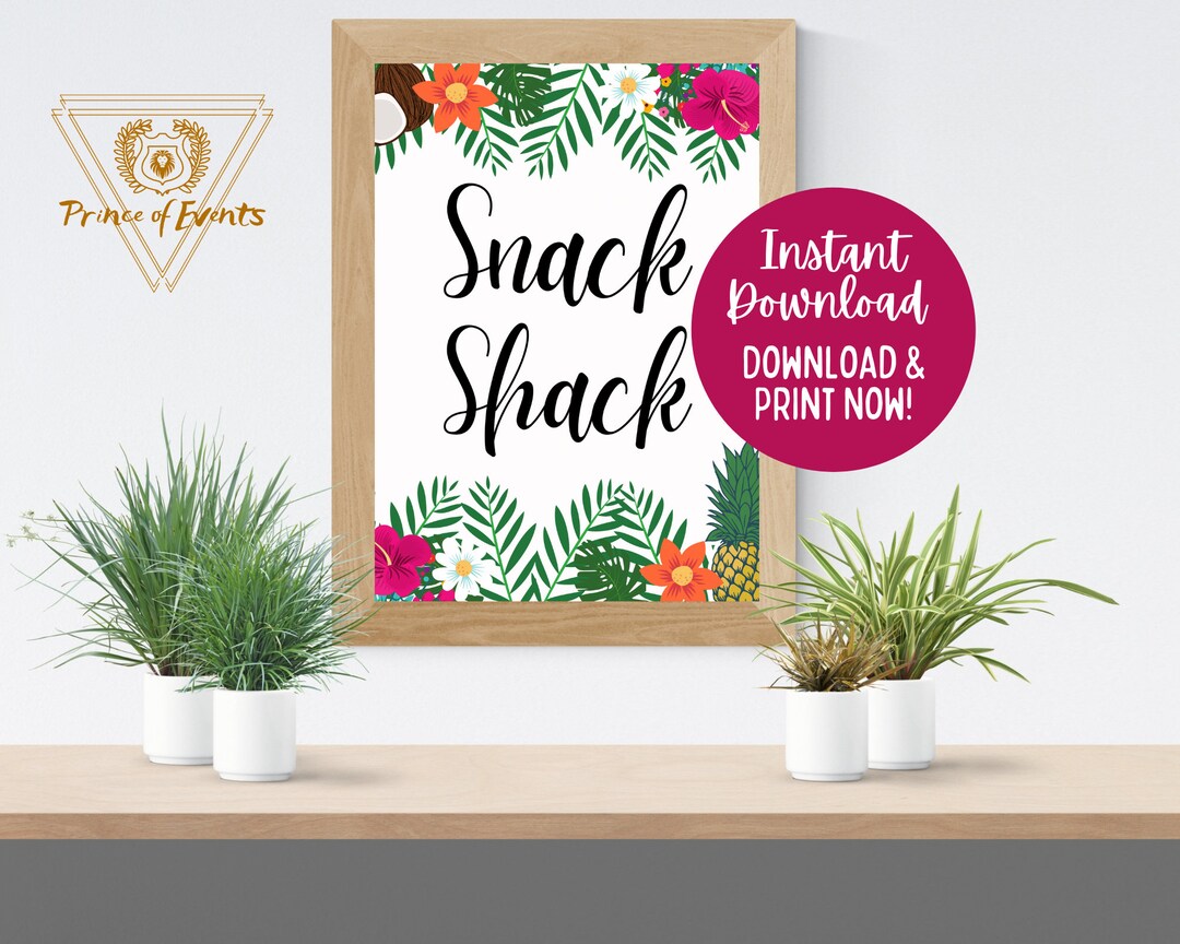 Luau Snack Shack Sign, Hawaiian Party Decor (digital Download) - Etsy