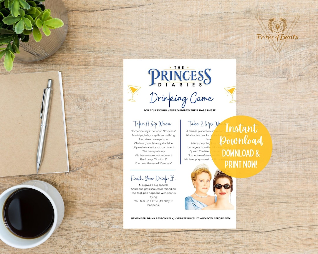 Princess Diaries Drinking Game - Etsy