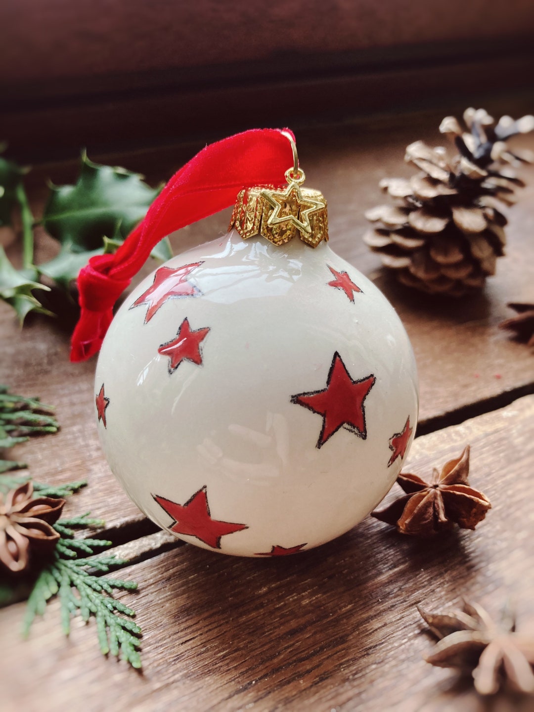 Porcelain Christmas Tree Ball Star Stars Christmas Tree - Etsy
