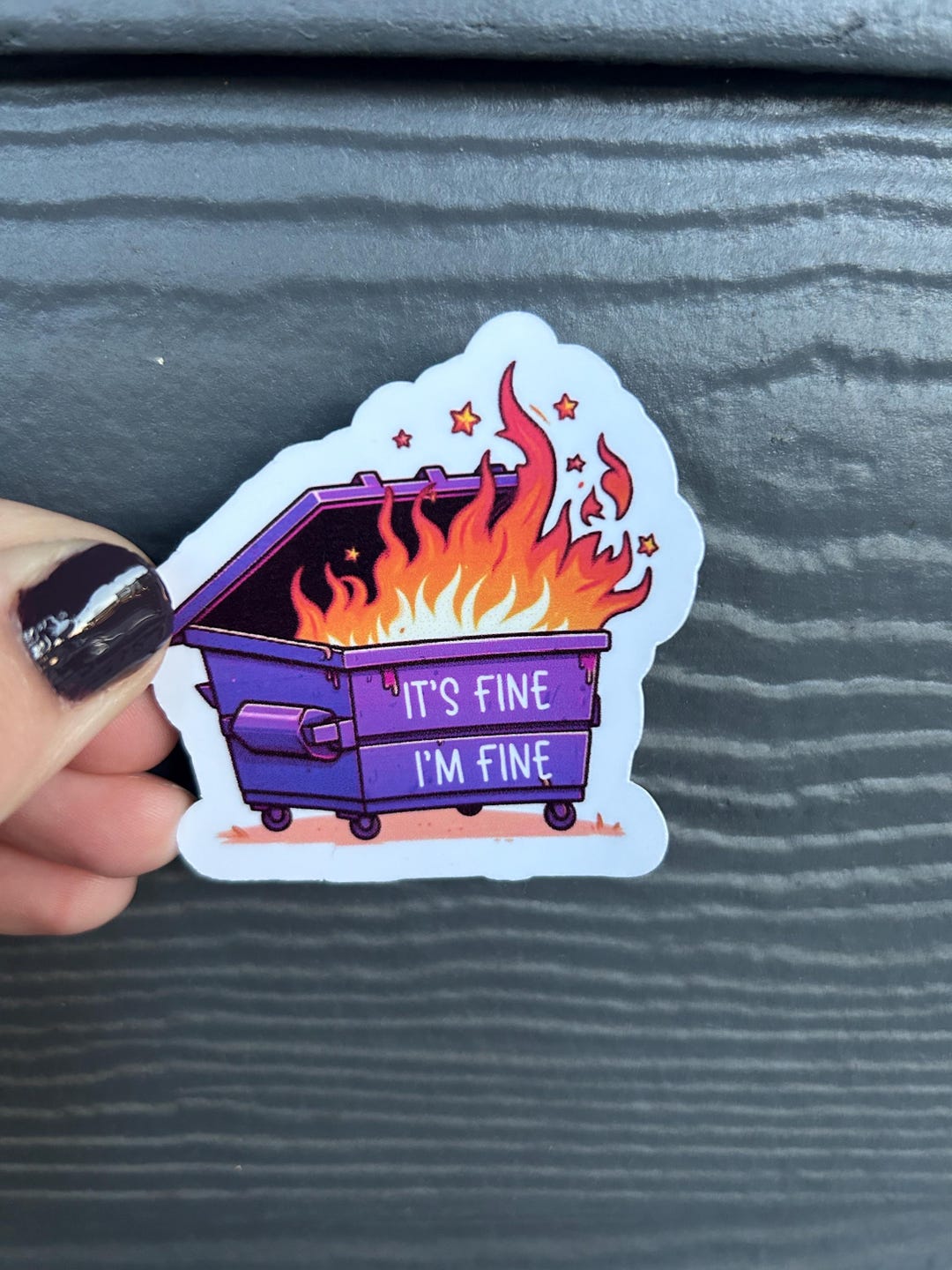 Dumpster Fire, It’s Fine, I’m Fine Laminated Sticker, Laptop Sticker - Etsy