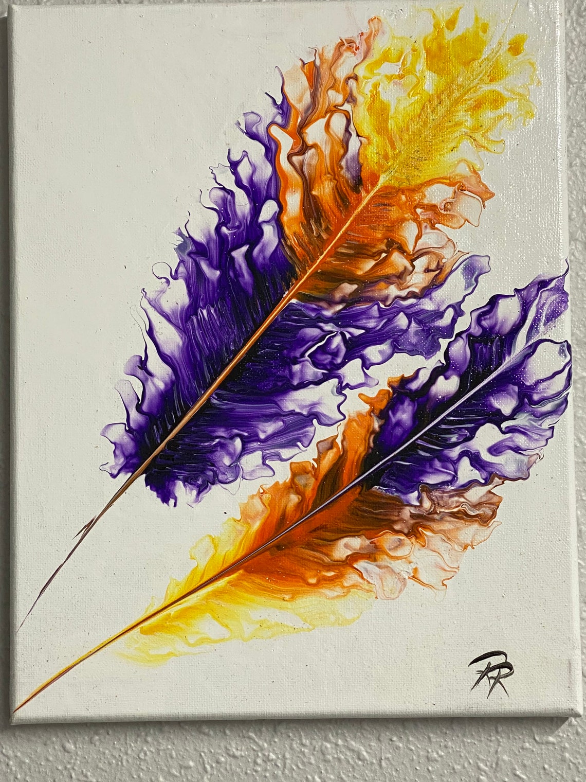 11 x 14 Feathers is an acrylic paint our string pull | Etsy