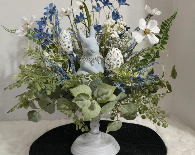 Adorable Blue Bunny Centerpiece, Easter Centerpiece, Spring Blue Bunny ...