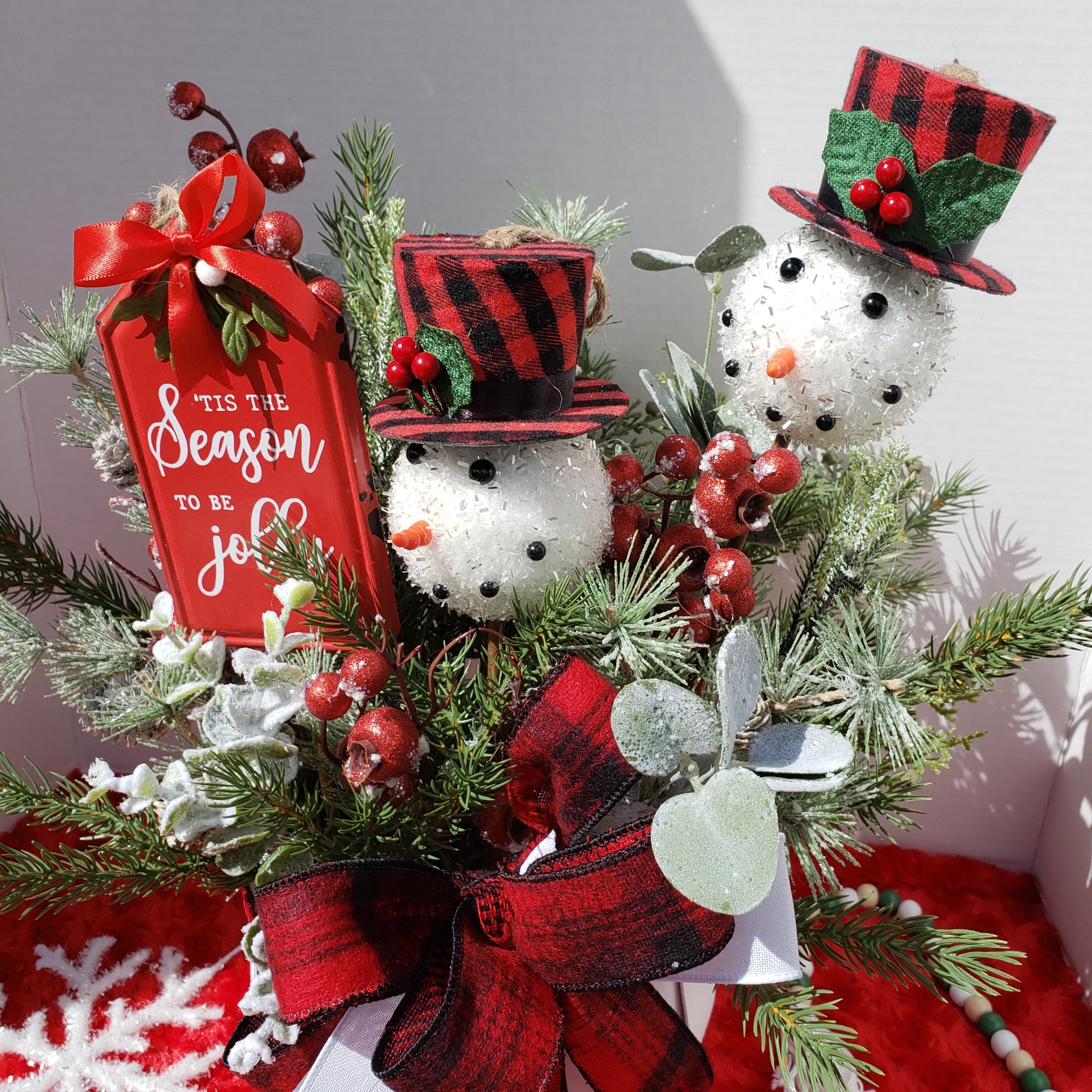 Snowmen Winter Centerpiece, Christmas Decor, Snowman Decorations, Gift ...