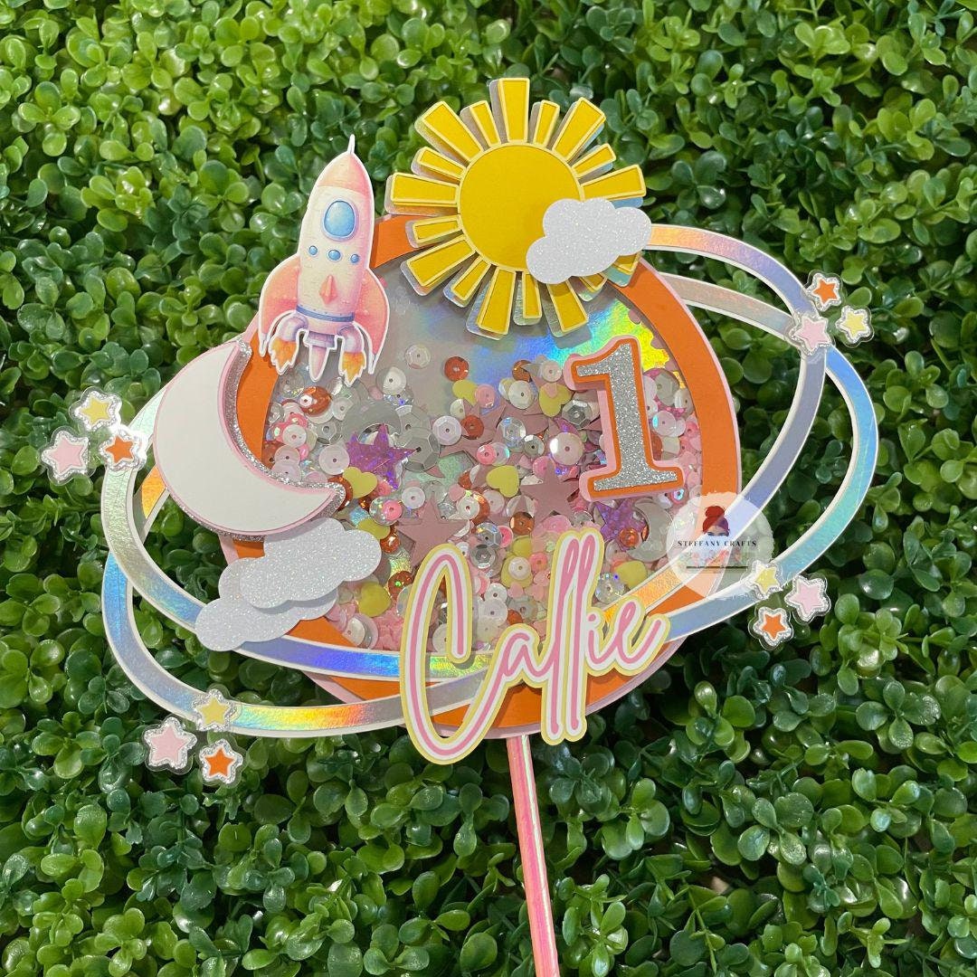 Space Themed Cake Topper First Trip Around the Sun Shaker Cake Topper ...
