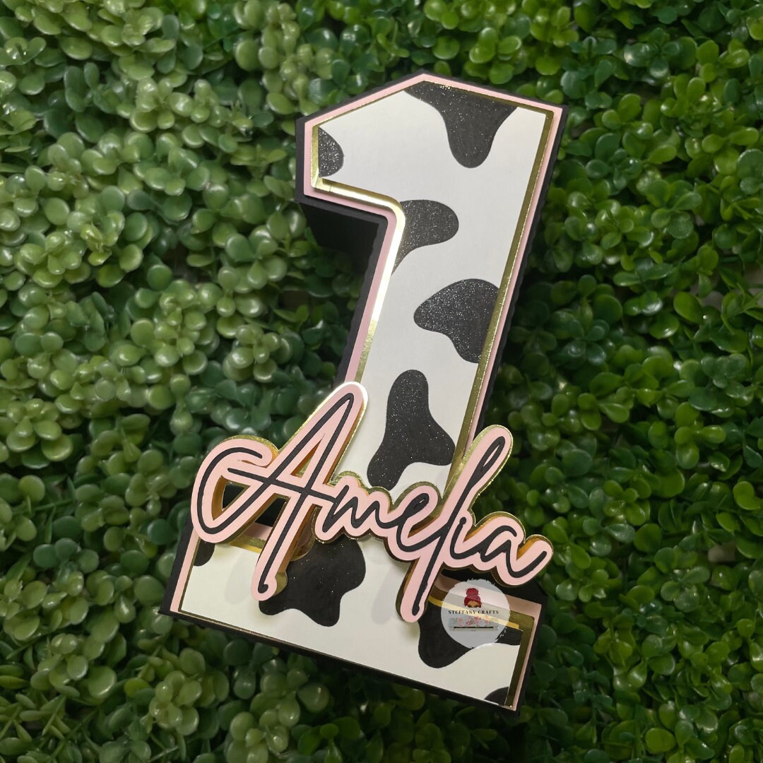 Cow Print Stand Alone Numbers | 3D Paper Decor | Rodeo Birthday | 1st ...