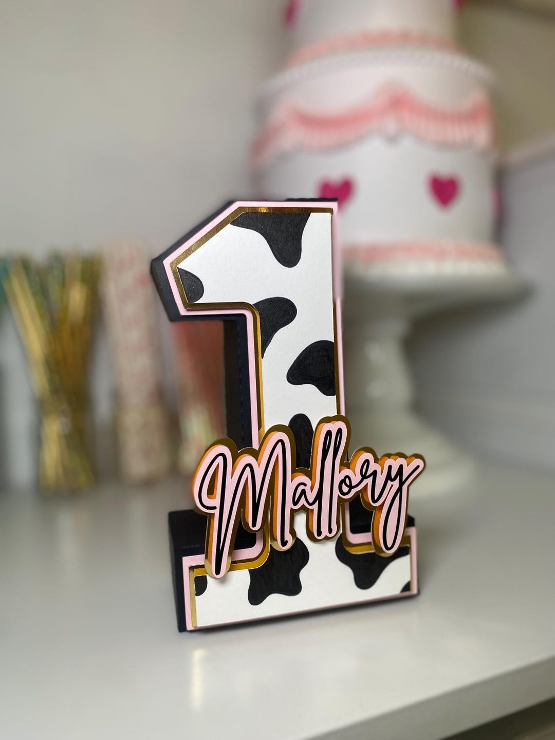 Cow Print Stand Alone Numbers | 3D Paper Decor | Rodeo Birthday | 1st ...