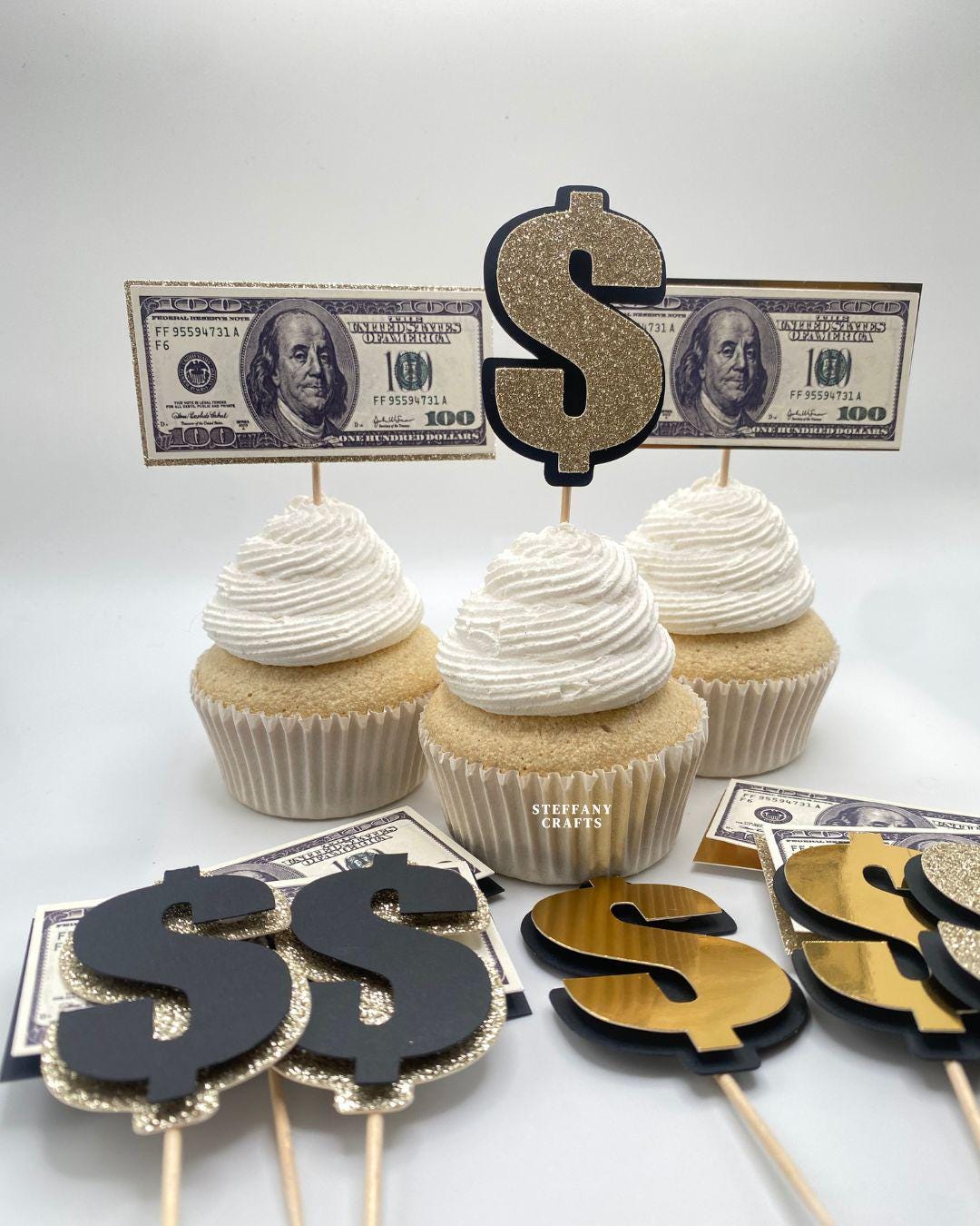 Money Theme Cupcake Toppers | Cash Birthday Cupcake Toppers | Money ...