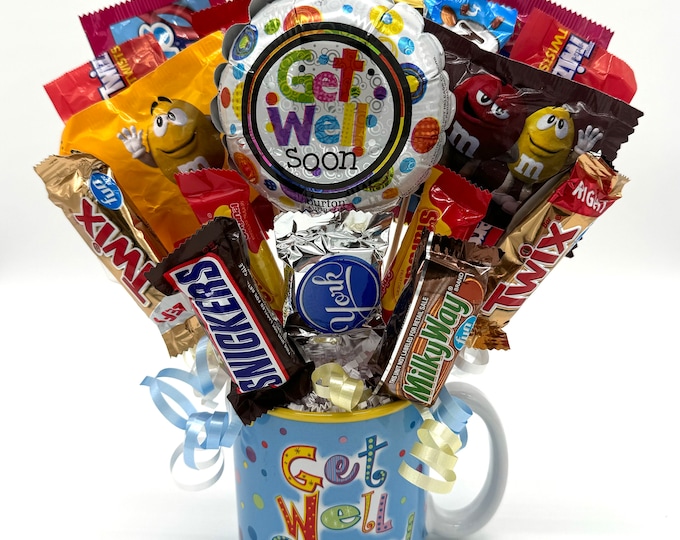 Get Well Candy Bouquet Mug With Balloon - Etsy