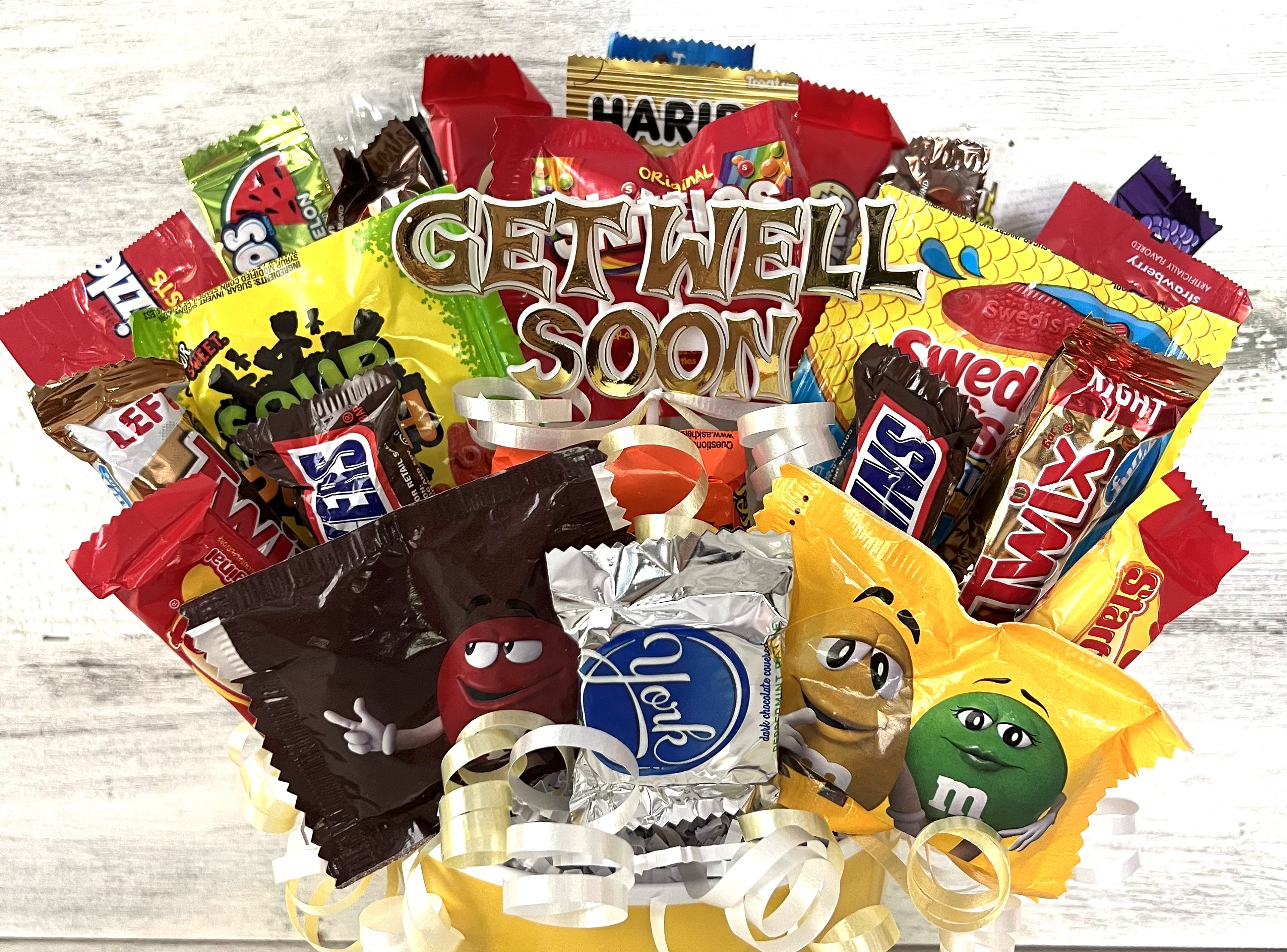 Get Well Candy Bouquet: Smiley Face Container, Plush Bear Option - Etsy