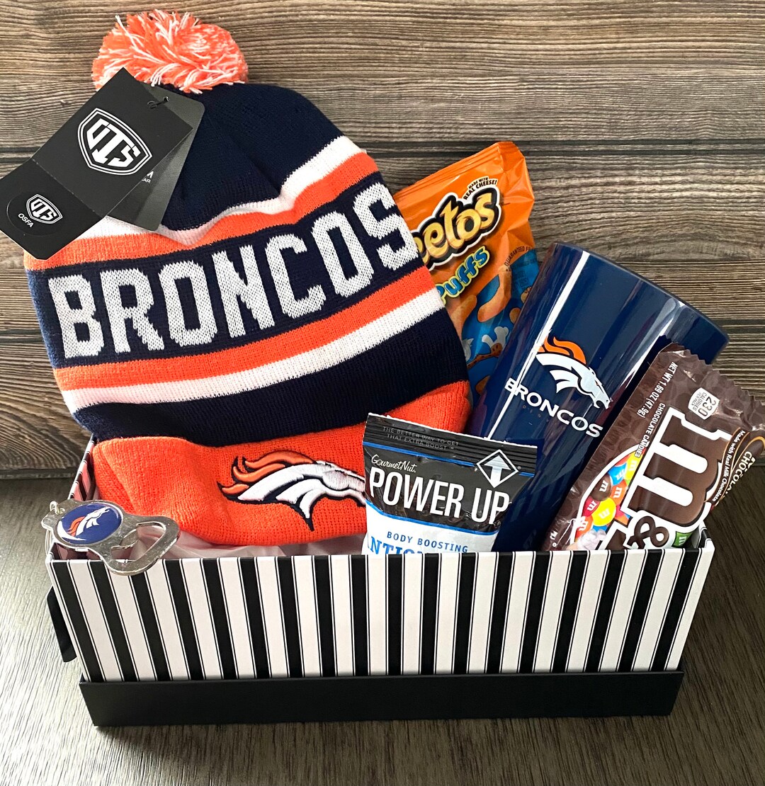 Football Fan Gift Box, Broncos Fan Gift, Gift Basket, Christmas Gift ...