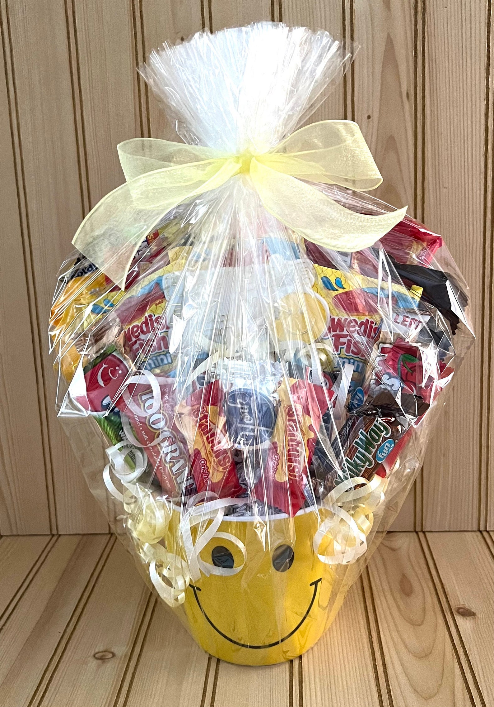 Get Well Candy Bouquet: Smiley Face Container, Plush Bear Option - Etsy