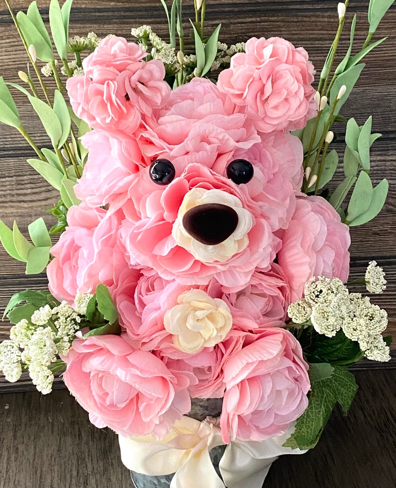 Bear Floral Arrangement Bear Flower Bouquet Mother's Day - Etsy
