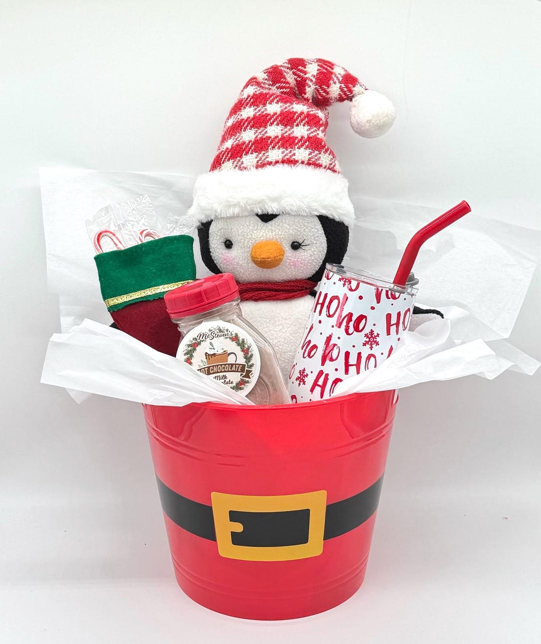 Christmas Gift Basket, Christmas Snack Basket, Christmas Santa Bucket ...