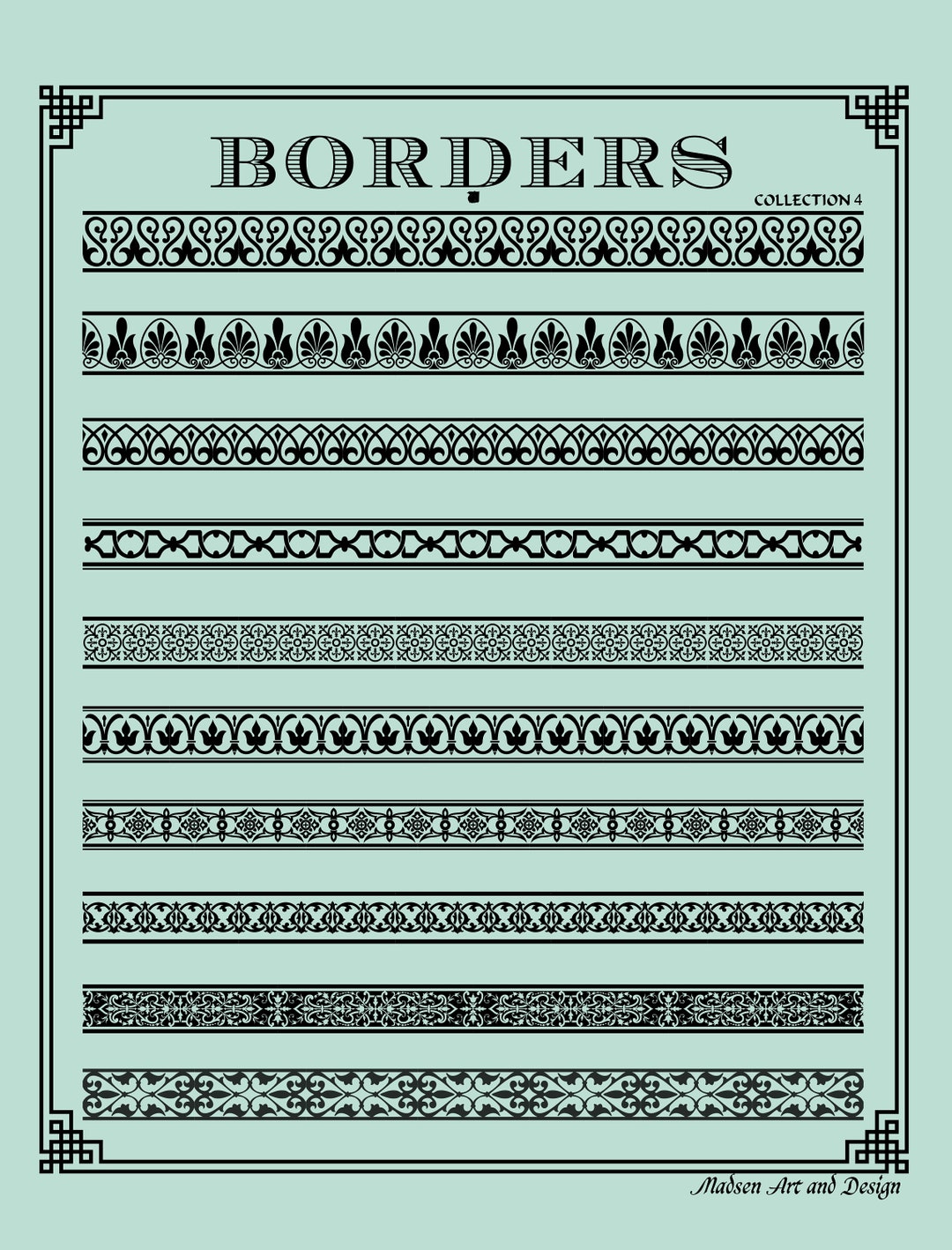 BORDER Pattern Collection 4, Ai. Cdr. Jpg. Pdf. Png. Scalable FILES ...