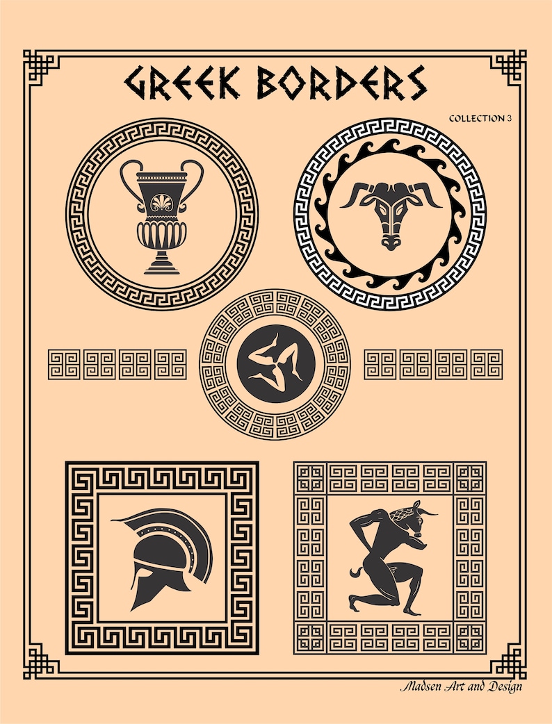 GREEK Border Medallion Pattern Collection 3, Ai. Cdr. Jpg. Pdf. Png ...