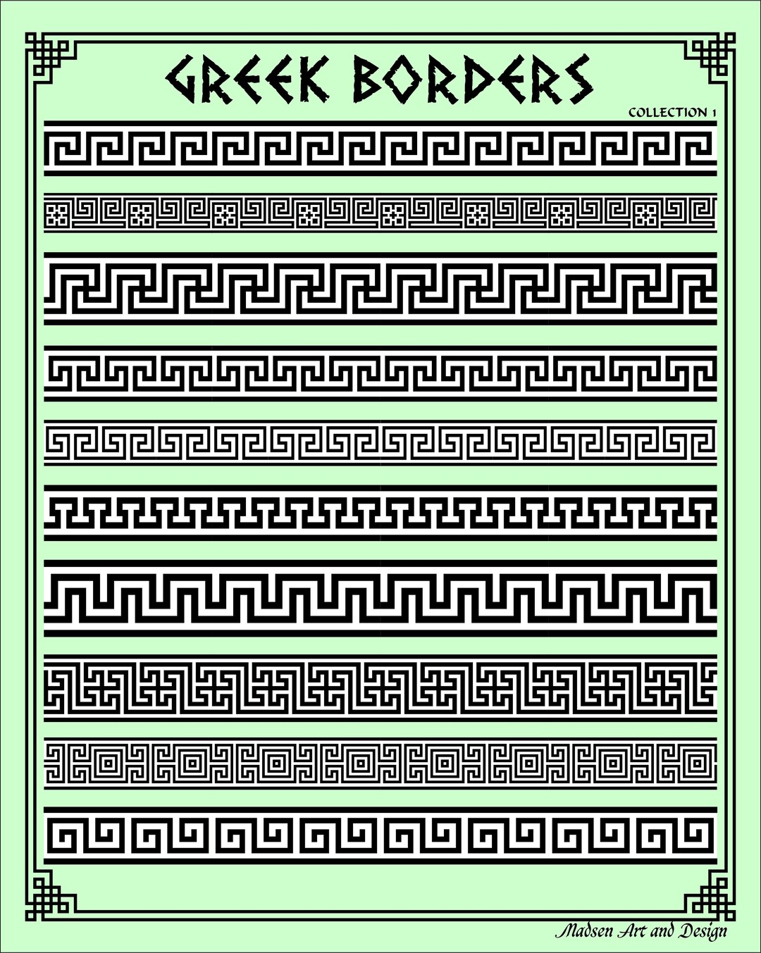 GREEK Border Pattern Collection 1, Ai. Cdr. Jpg. Pdf. Png. Scalable ...