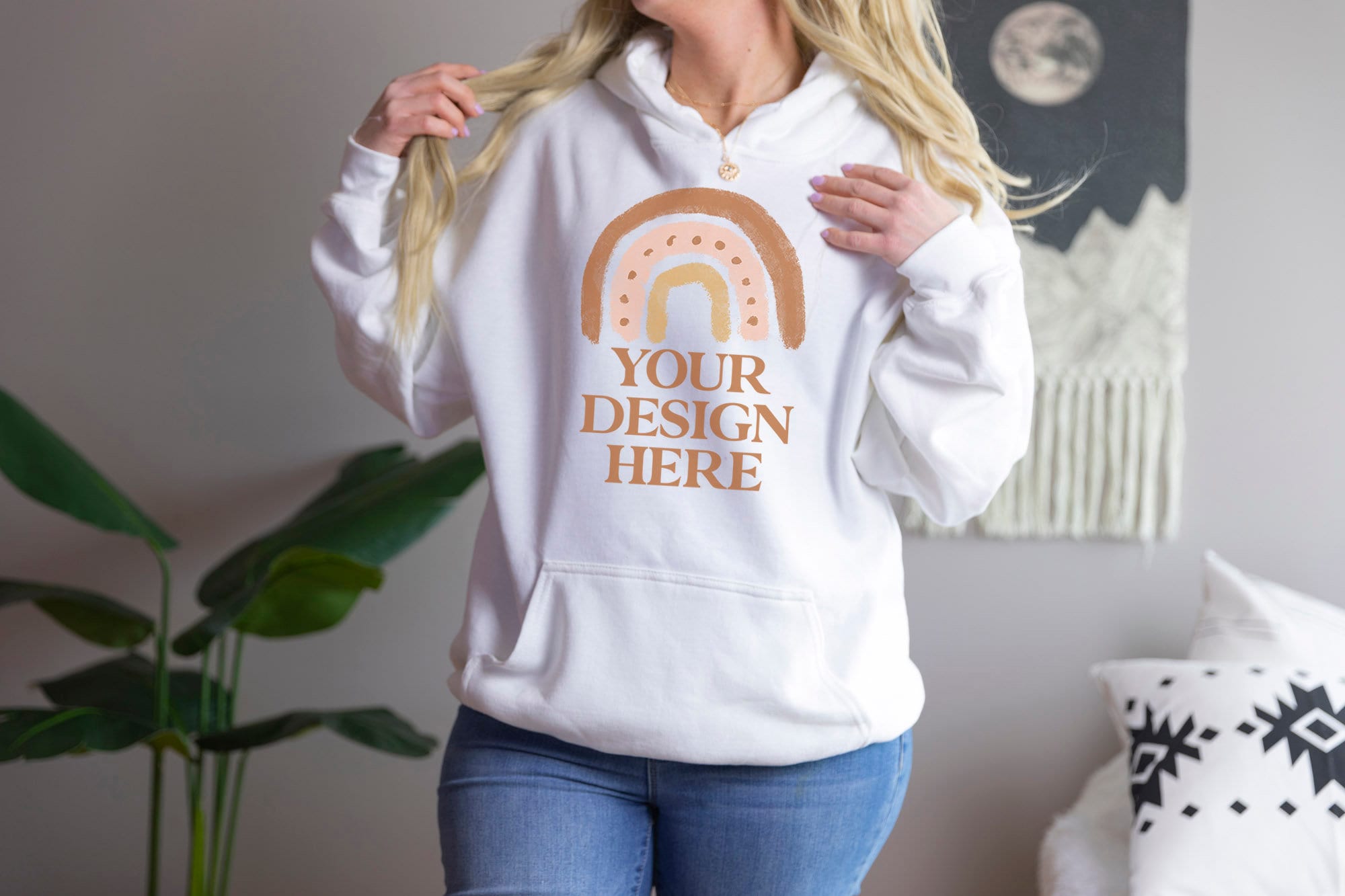 Model Mockup White Gildan 18500 Hoodie G185 Hooded Etsy