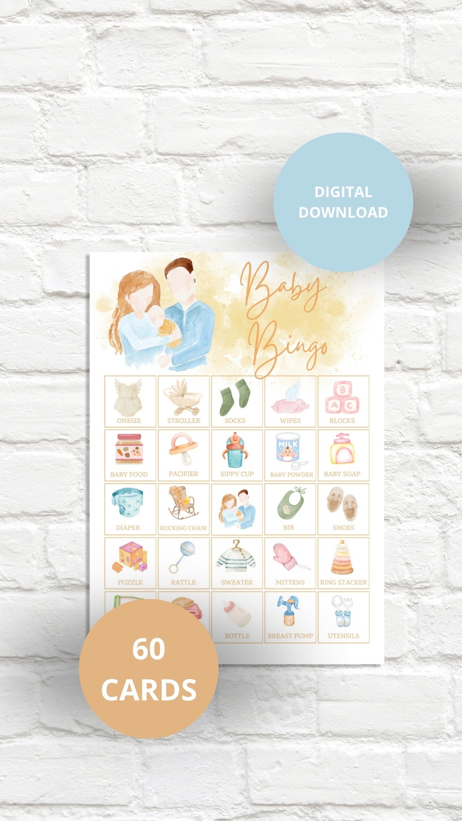 Baby Shower Bingo Baby Shower Game Fun Baby Shower Game Baby Bingo ...