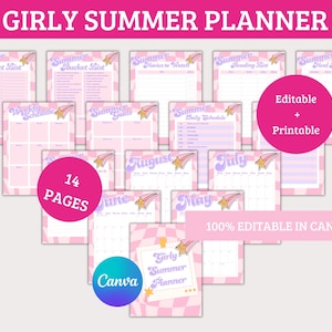 Printable Editable SUMMER 2024 Planner Bundle Summer Calendar Summer ...