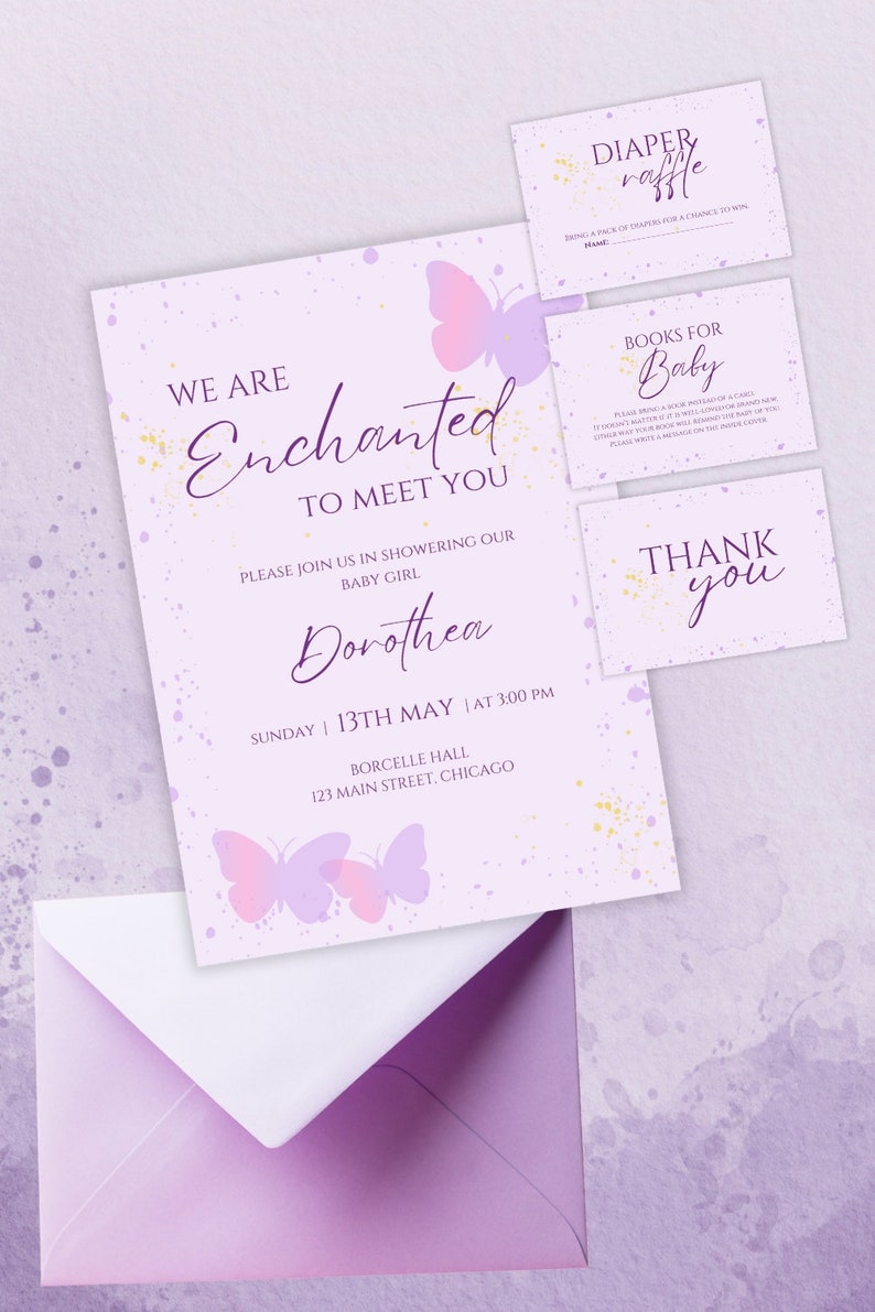 Enchanted to Meet You Editable Baby Shower Invitation Bundle, Taylor ...