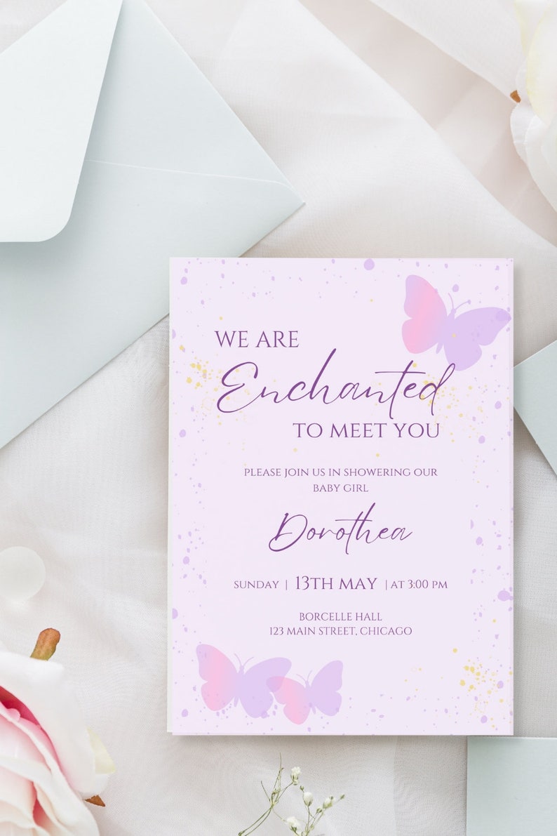 Enchanted to Meet You Editable Baby Shower Invitation Bundle, Taylor ...
