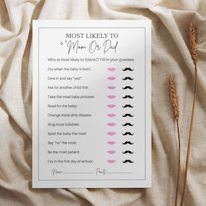 Most Likely to Game Printable Fun Baby Shower Game Ideas Editable Baby ...