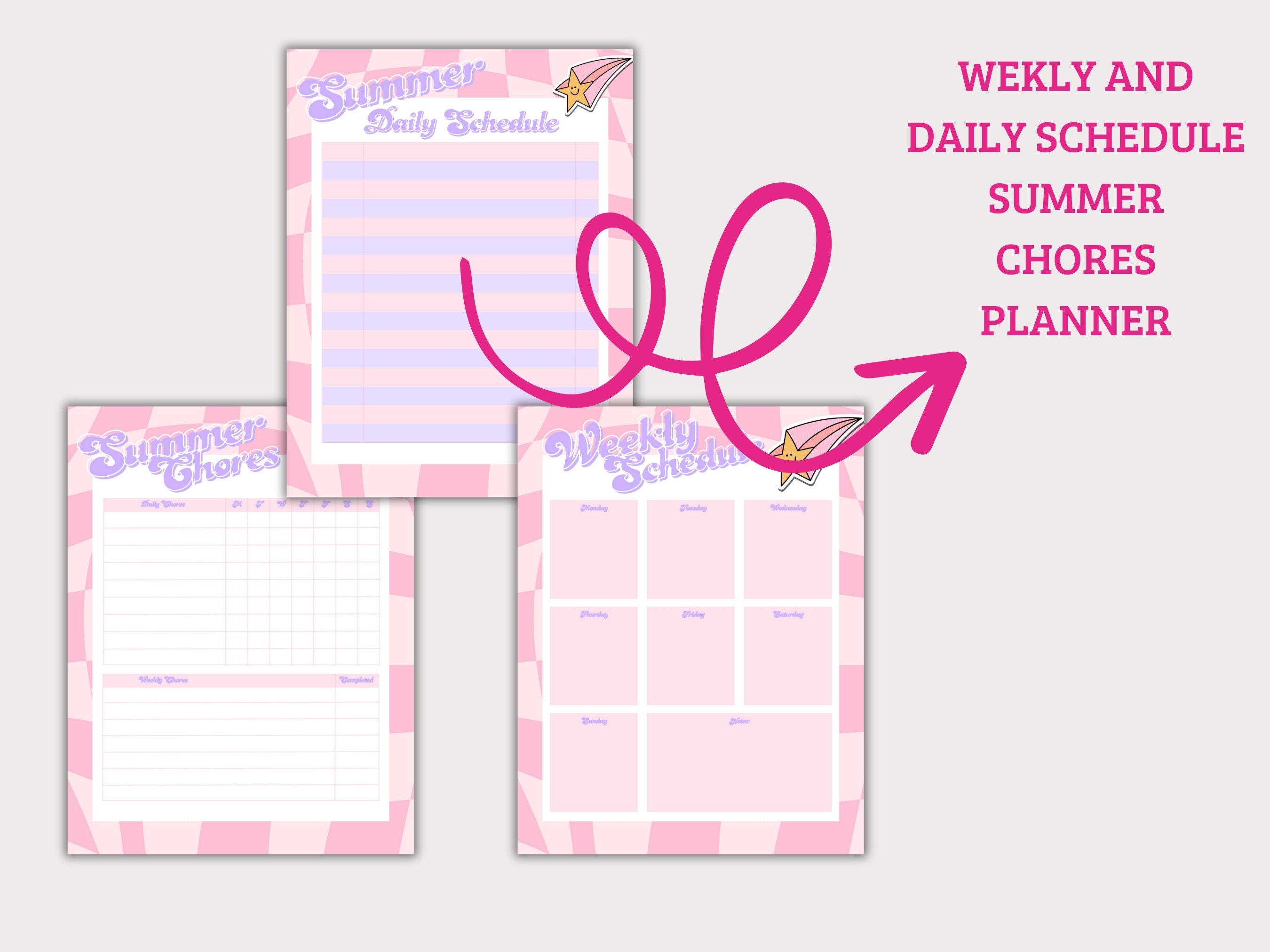 Printable Editable SUMMER 2024 Planner Bundle Summer Calendar Summer ...