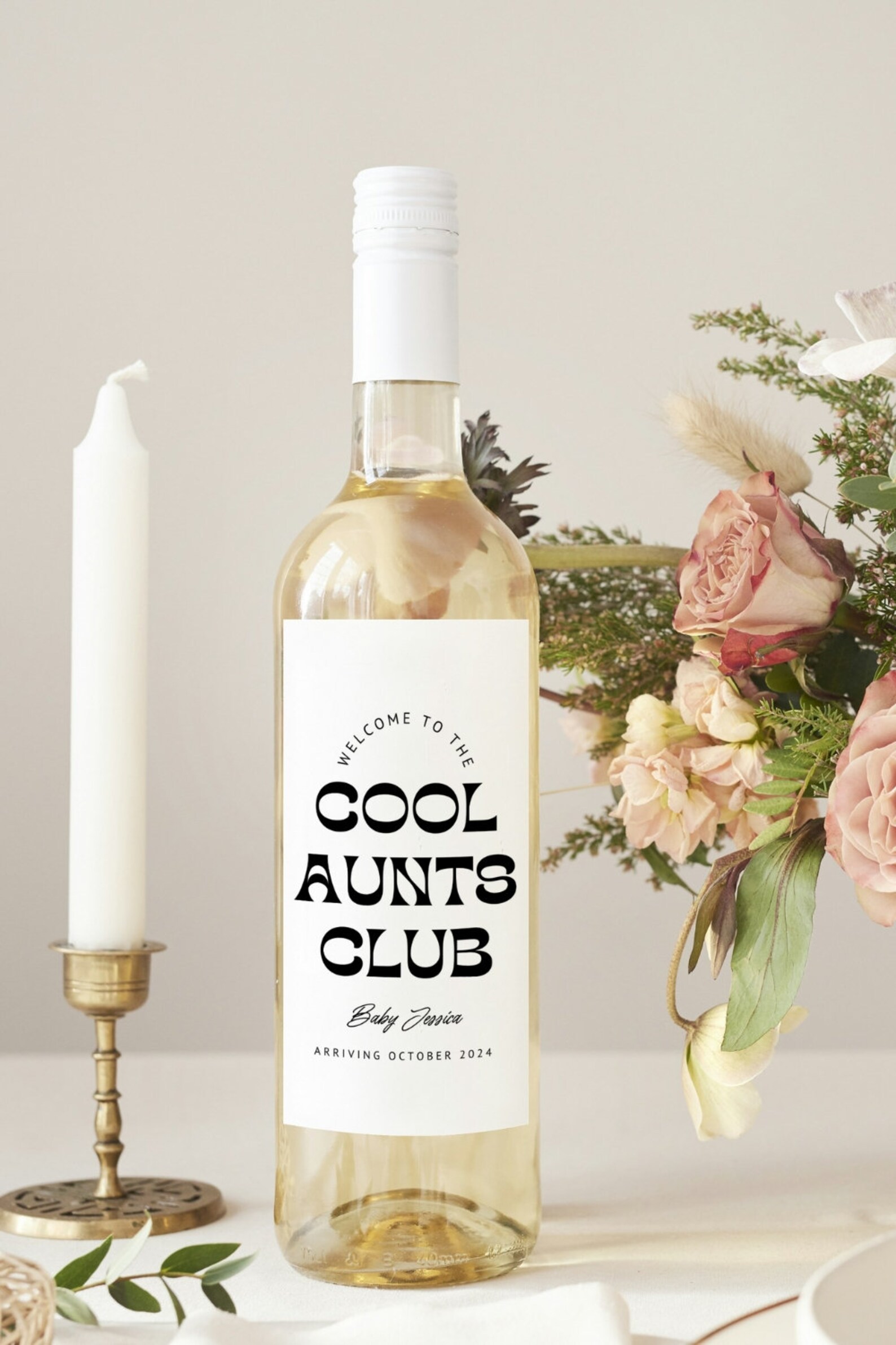 Pregnancy Announcement Wine Label Cool Aunts Club Baby Announcement ...