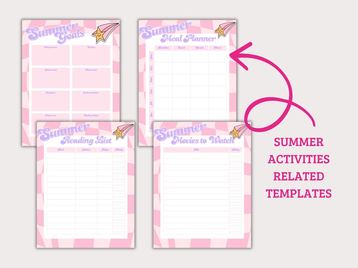 Printable Editable SUMMER 2024 Planner Bundle Summer Calendar Summer ...