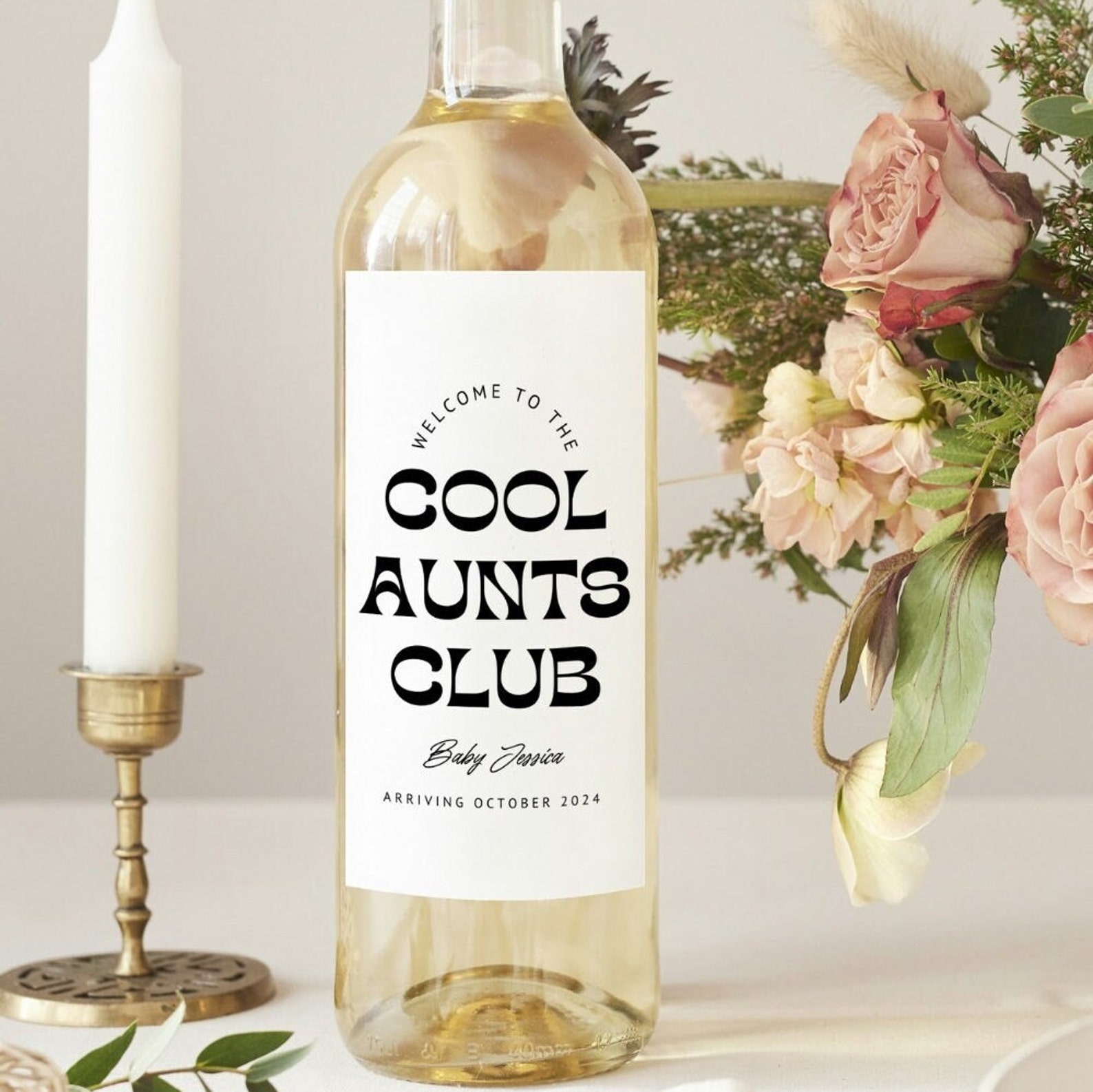 Pregnancy Announcement Wine Label Cool Aunts Club Baby Announcement ...