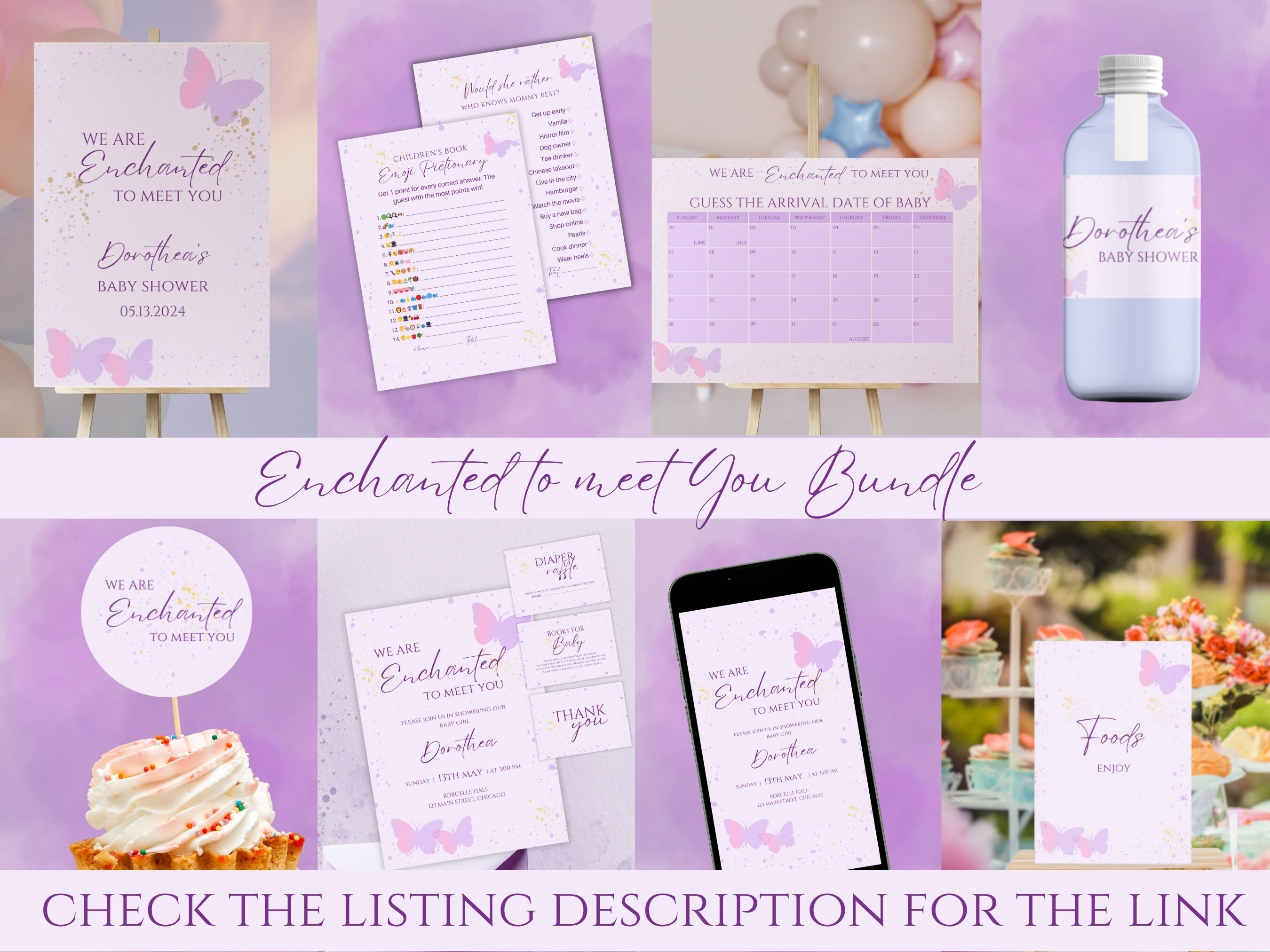 Enchanted to Meet You Editable Baby Shower Invitation Bundle, Taylor ...