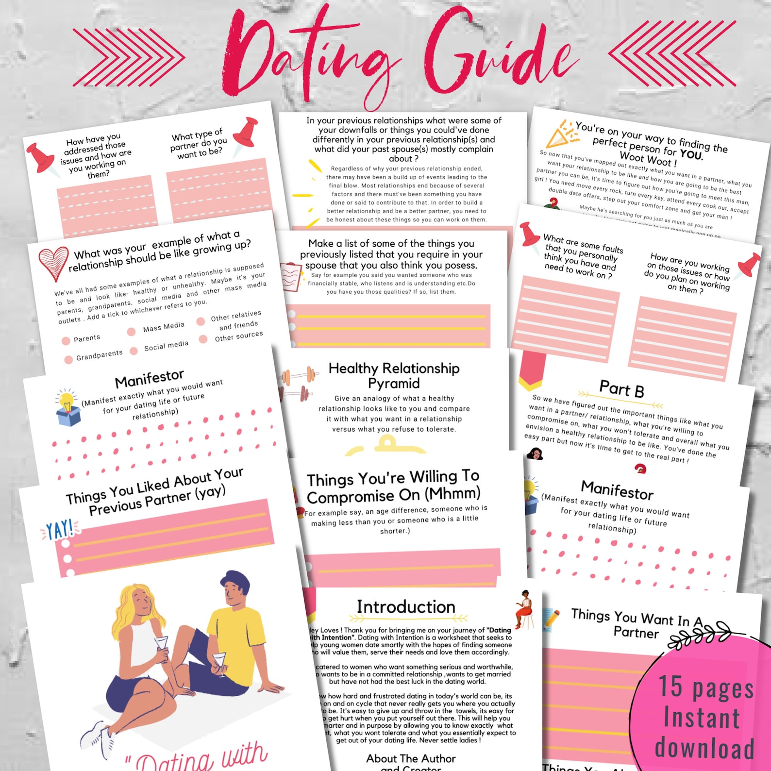 Dating Guide and Relationship planner Printable Worksheet for | Etsy