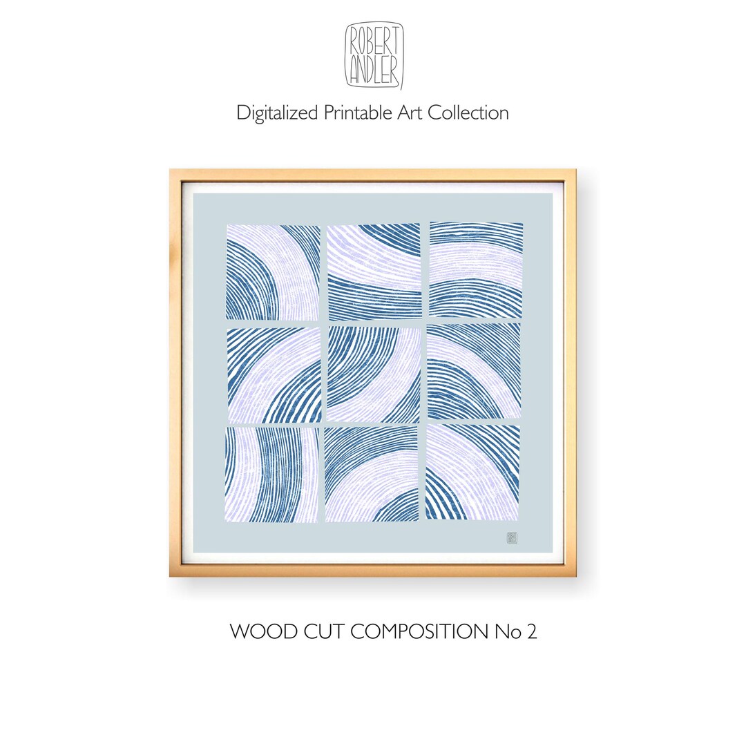WOOD CUTS No 2. Abstract Contemporary Printable Wall Art. Digitalized ...