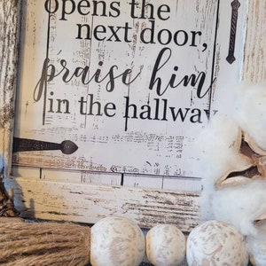 Praise Him in the Hallway Farmhouse Sign | Rustic Distressed Frame ...