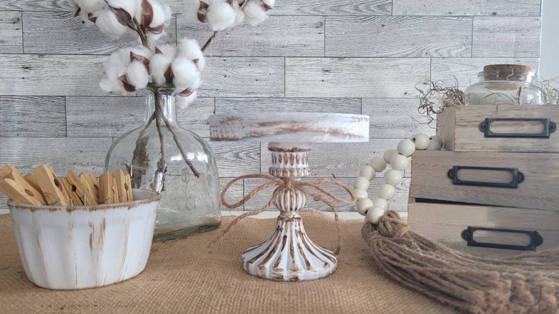 Distressed Decorative Wood / Glass Riser Rustic Country - Etsy