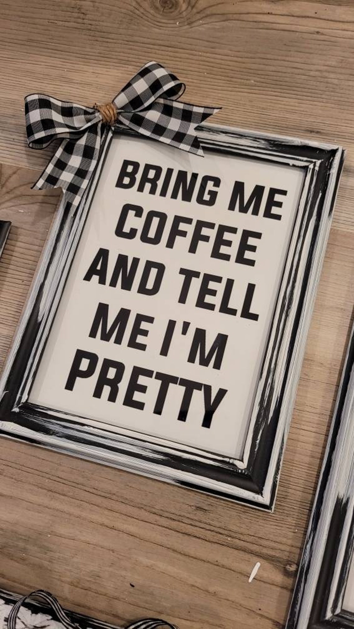 Buffalo Check Farmhouse Signs Black White Distressed - Etsy