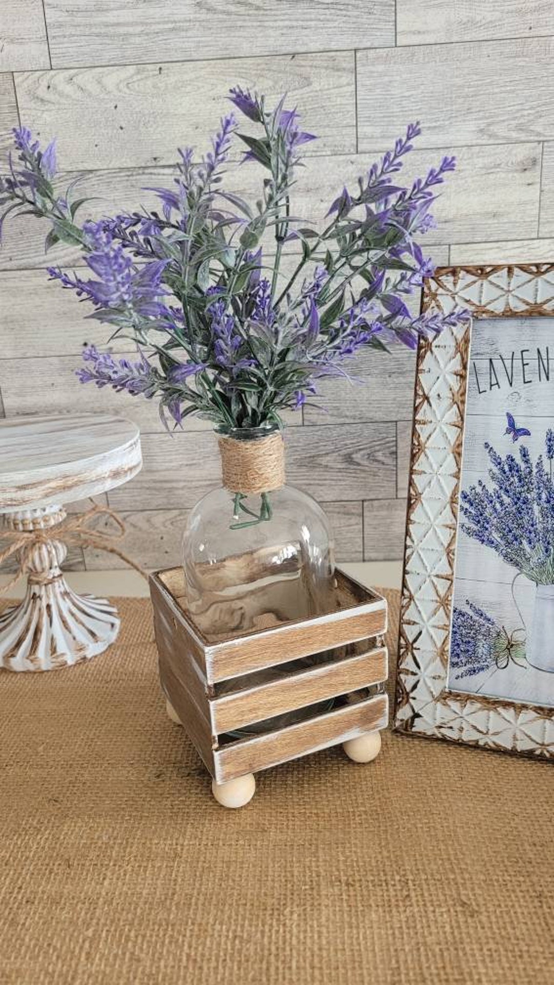 Rustic Farmhouse Vase & Crate Faux Greenery Plant - Etsy
