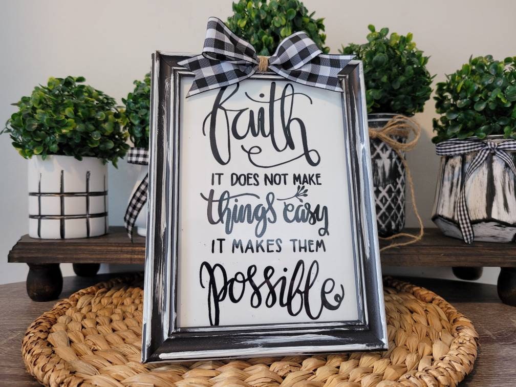 Faith Sign Farmhouse Decor Distressed Frame Rustic - Etsy