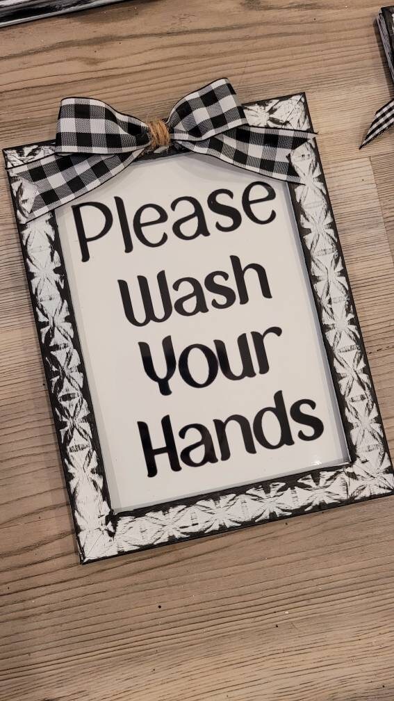 Buffalo Check Farmhouse Signs Black White Distressed - Etsy