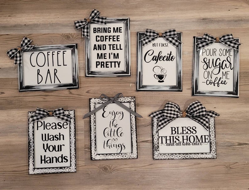 Buffalo Check Farmhouse Signs Black White Distressed - Etsy