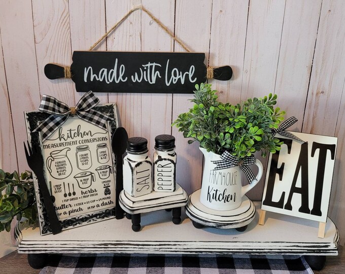 Farmhouse Kitchen Collection | Buffalo Check Decor | Farmhouse Wooden ...