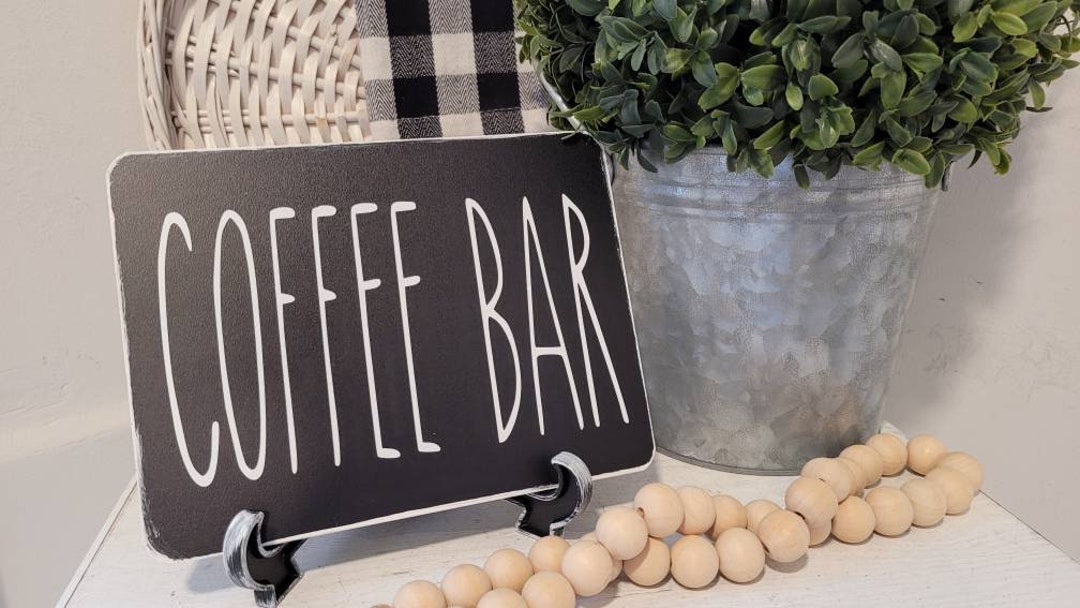 Coffee Bar Farmhouse Sign Black & White Kitchen Decor - Etsy