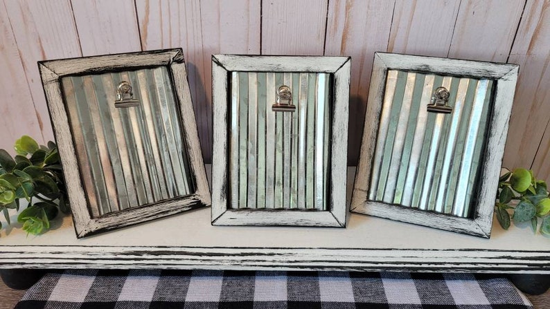 Galvanized Metal Picture Frame Tier Tray Decor Rustic - Etsy