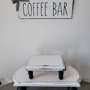 2 Black & White Distressed Farmhouse Rustic Wooden Risers Farmhouse ...
