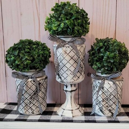 Farmhouse Display Tray Black and White Buffalo Plaid - Etsy