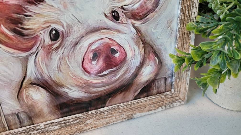 Pig Farmhouse Kitchen Sign Rustic Distressed Picture Frame - Etsy